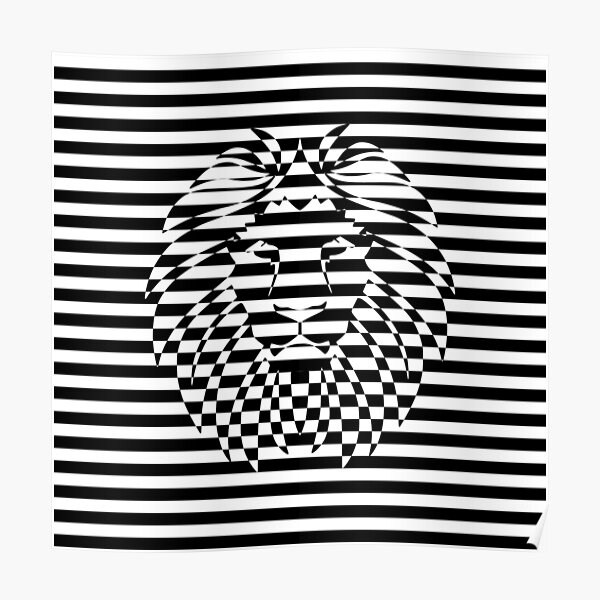 "Lion Stripes Optical Illusion " Poster by olivetom | Redbubble