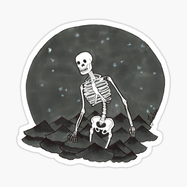 "skeleton and starry night" Sticker for Sale by minkaa-art | Redbubble