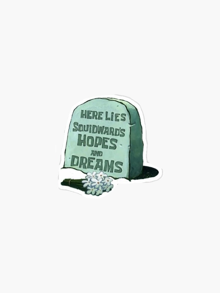 "dead dreams squidward meme" Sticker for Sale by ellmoswrld | Redbubble