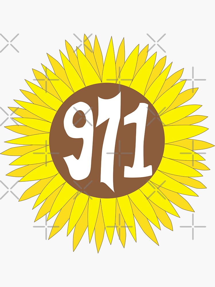 "Hand Drawn Oregon Sunflower 971 Area Code" Sticker for Sale by ...