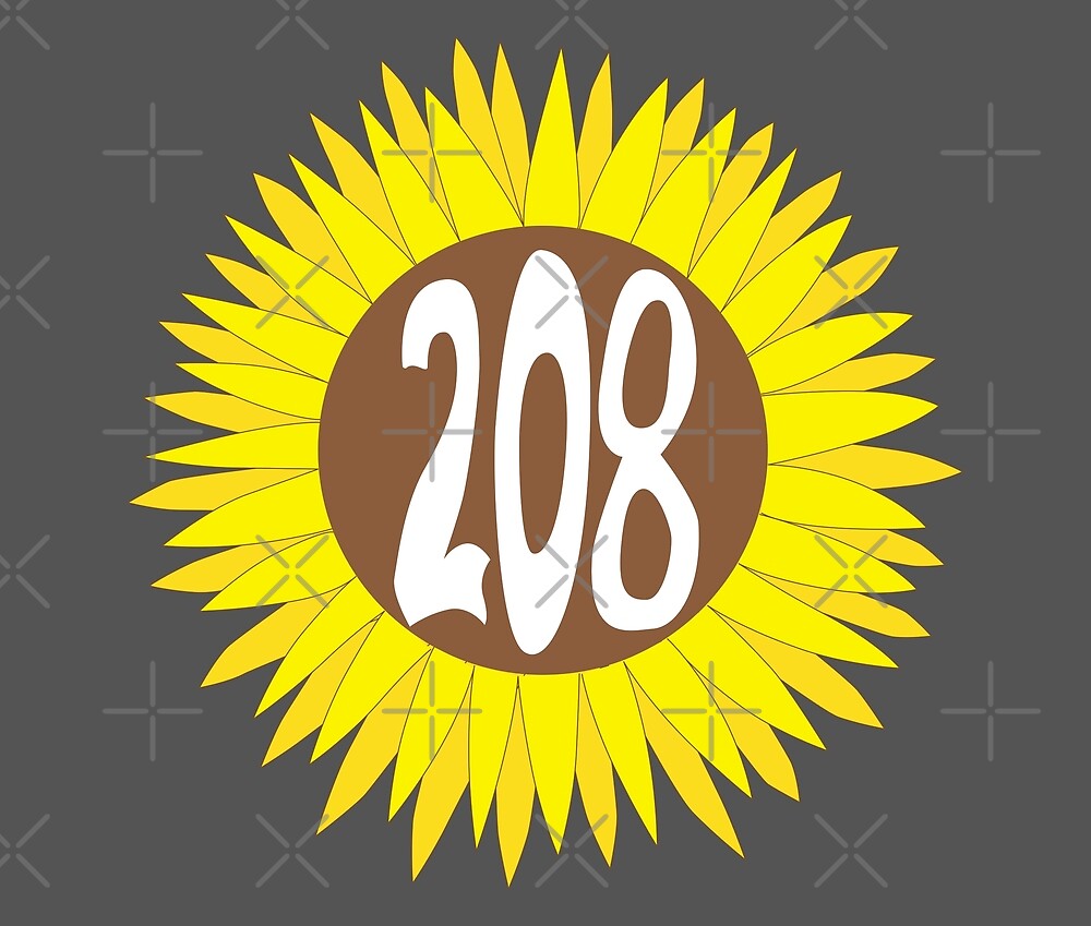 "Hand Drawn Idaho Sunflower 208 Area Code" by itsrturn | Redbubble