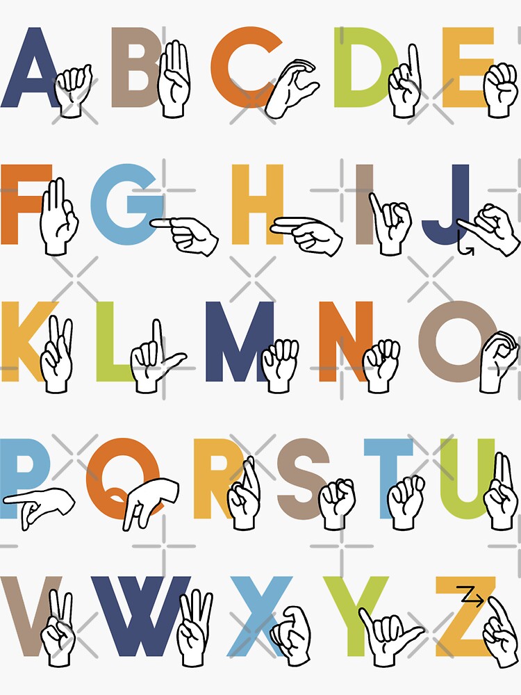 "Sign Language ASL Alphabet - Woodland Colors" Sticker for Sale by ...