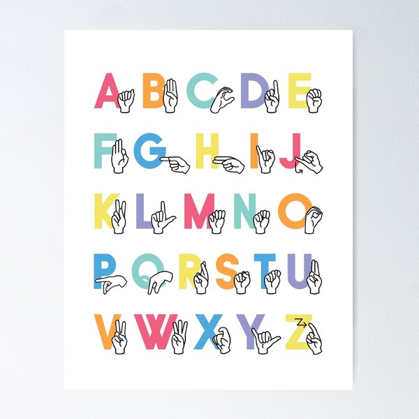"ASL Sign Language Alphabet - Pastel Colors" Poster for Sale by ...