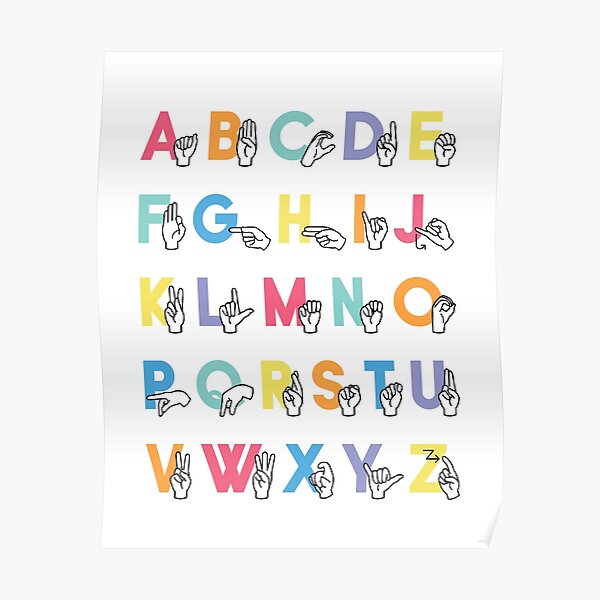"ASL Sign Language Alphabet - Pastel Colors" Poster for Sale by ...