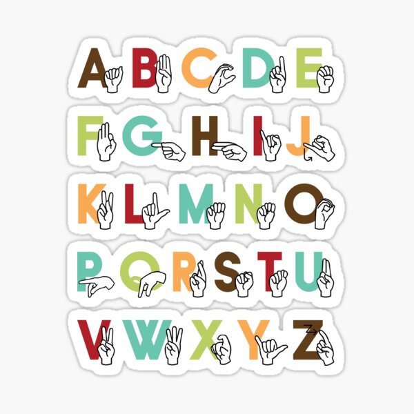 "Sign Language ASL Alphabet - Forest Woodland" Sticker by debiwennekes ...