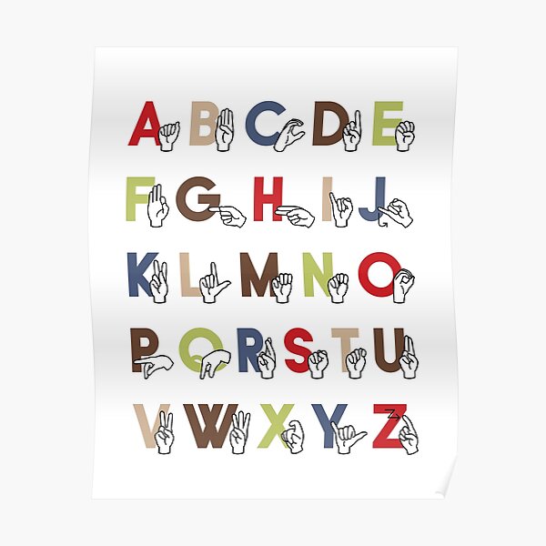 "ASL Alphabet Sign Language - Country" Poster for Sale by debiwennekes ...