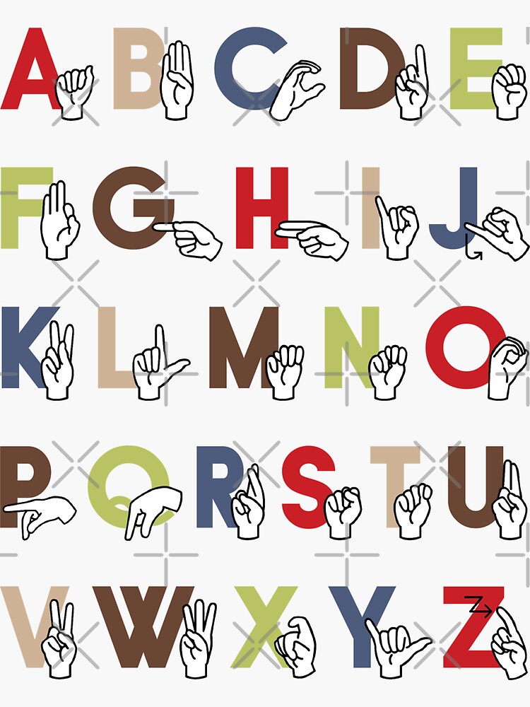 "ASL Alphabet Sign Language - Country" Sticker by debiwennekes | Redbubble