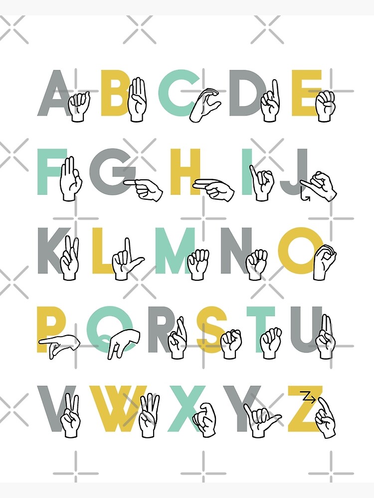 "ASL Sign Language Alphabet - Yellow and Grey" Poster for Sale by ...