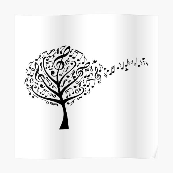 "Music tree with flying musical notes" Poster by beakraus | Redbubble