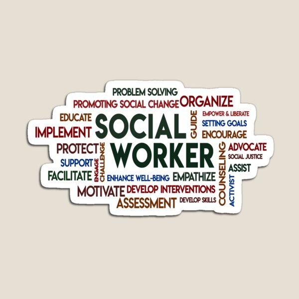 "Meaningful Social Worker Gift - Word Cloud - Social Work" Magnet for ...