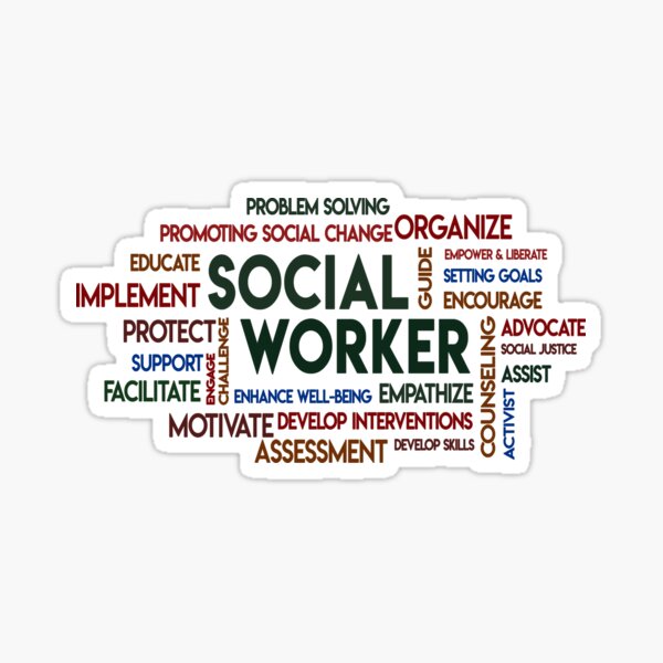 "Meaningful Social Worker Gift - Word Cloud - Social Work" Sticker for ...