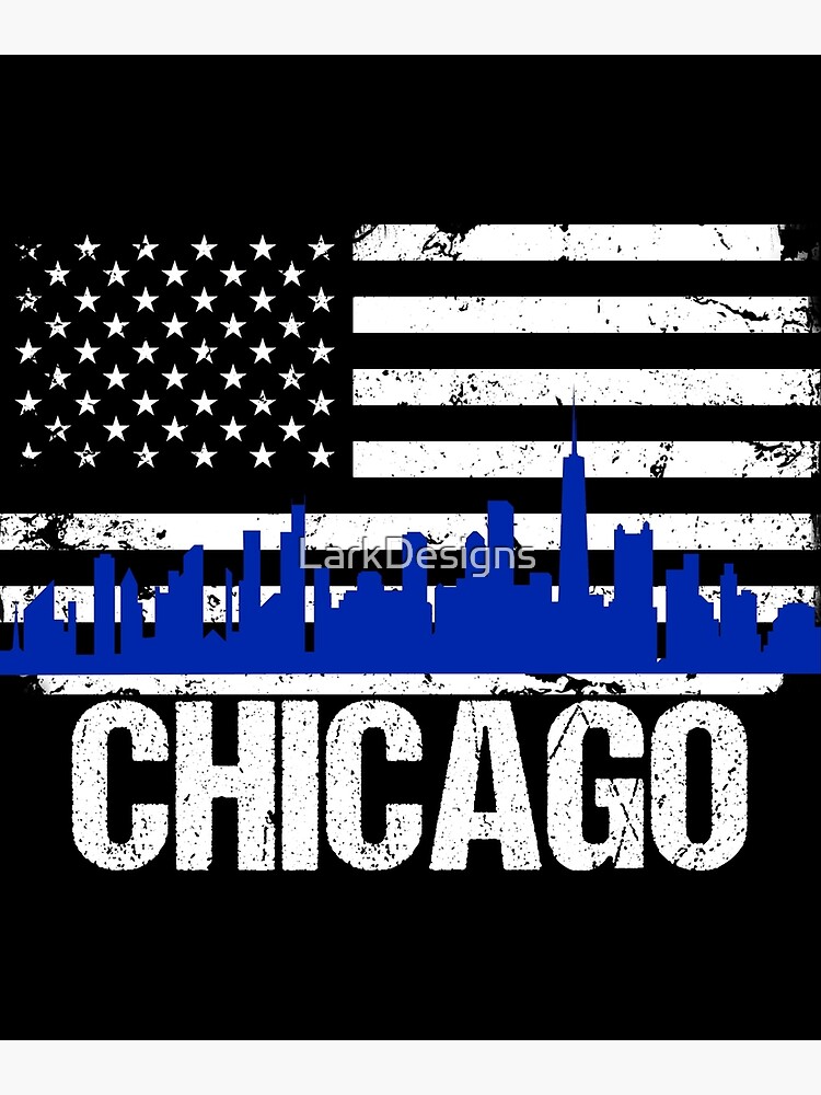 "Chicago Skyline Distressed American Flag" Poster by LarkDesigns ...