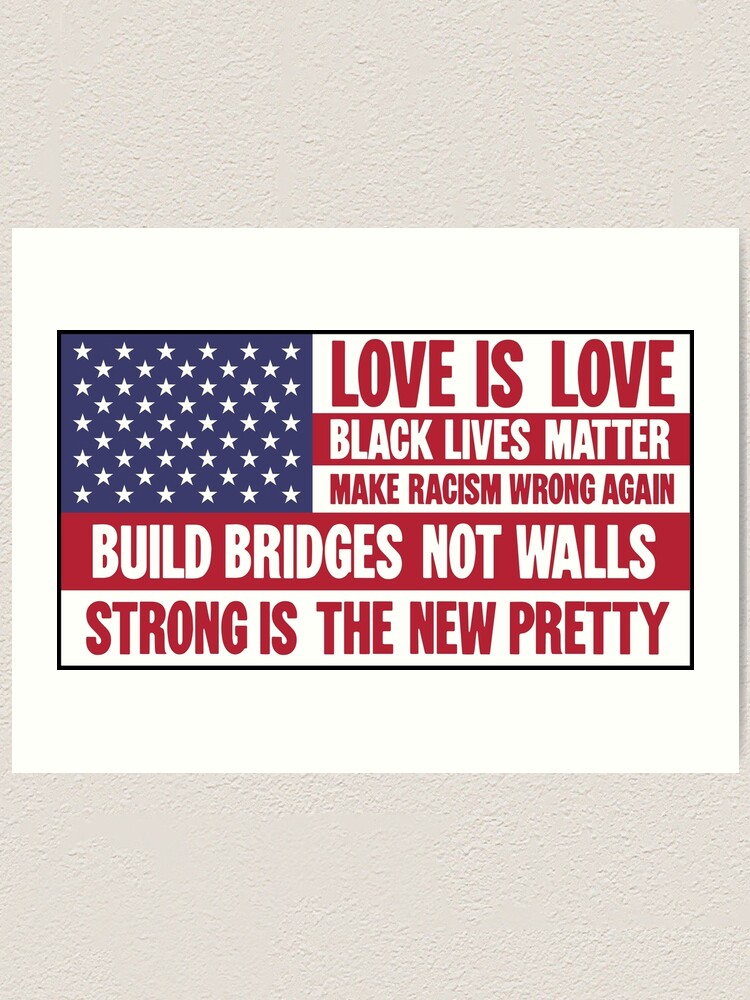 "American flag with liberal slogans" Art Print for Sale by GdLkngCrps ...