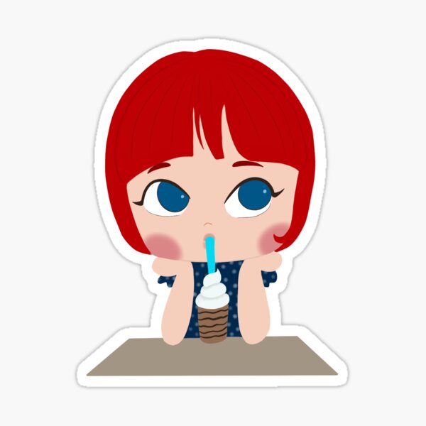 "Girl drinking" Sticker for Sale by Mennensart | Redbubble