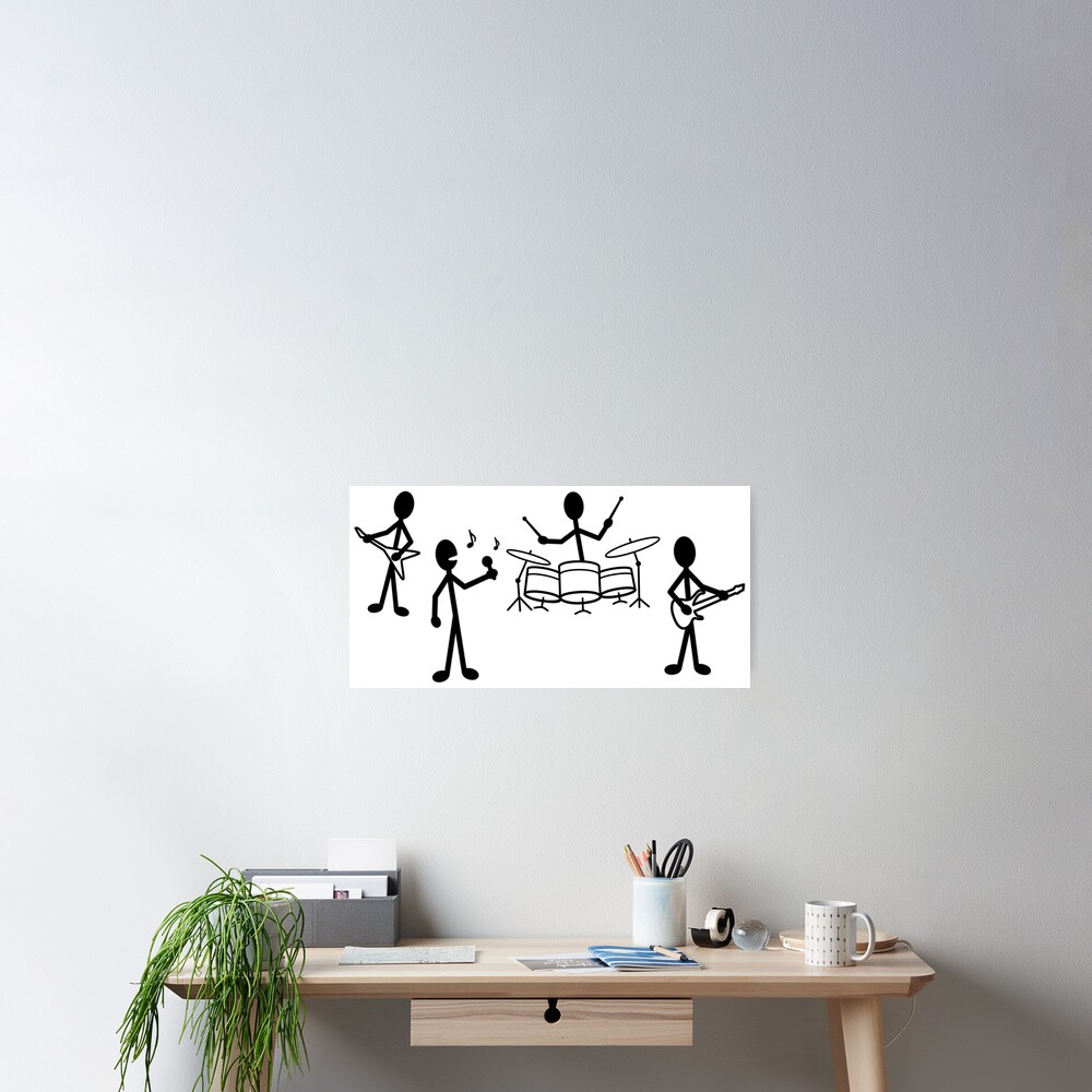 "Rock Band Stick Figure" Poster for Sale by warrior-woman | Redbubble