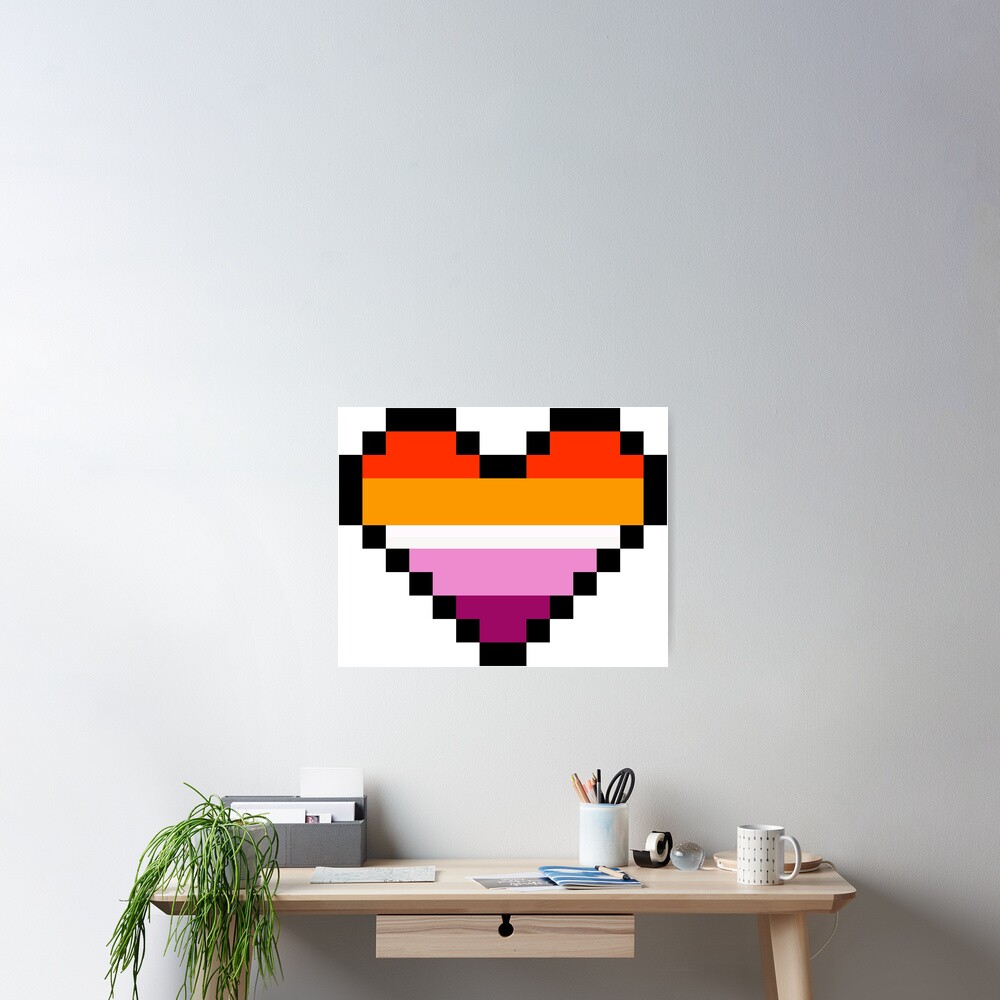 "lesbian pride flag pixel heart" Poster for Sale by katieb082 | Redbubble