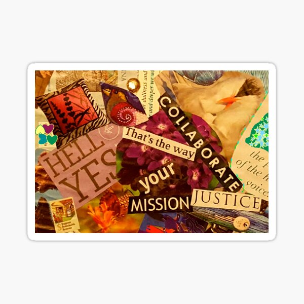 "Mission Justice Collaborate" Sticker by Devandiver | Redbubble