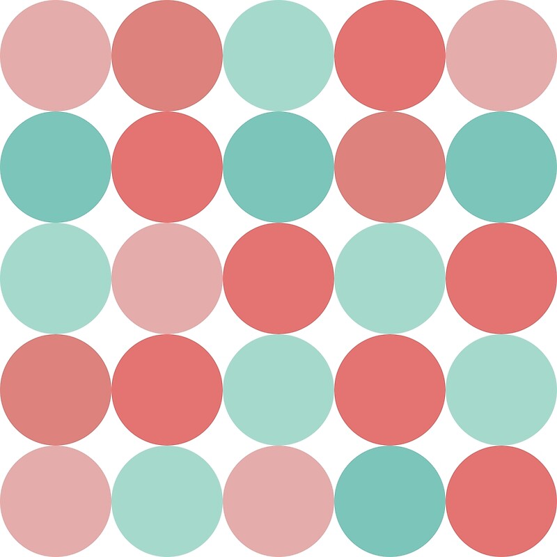 "Cheerful Dots Minimalist Dot Pattern in Coral Pink and Aqua on White ...