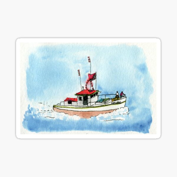 "Little Watercolor Tugboat" Sticker for Sale by atangledkite | Redbubble