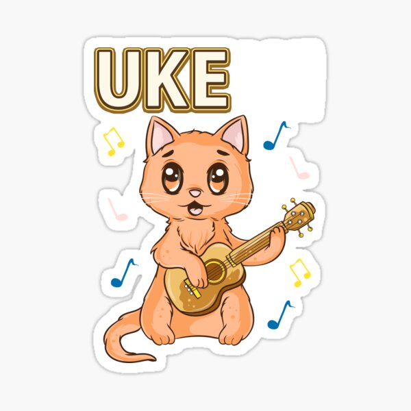 "Cute & Funny Uke Can Do It! Ukulele Cat Pun" Sticker for Sale by ...
