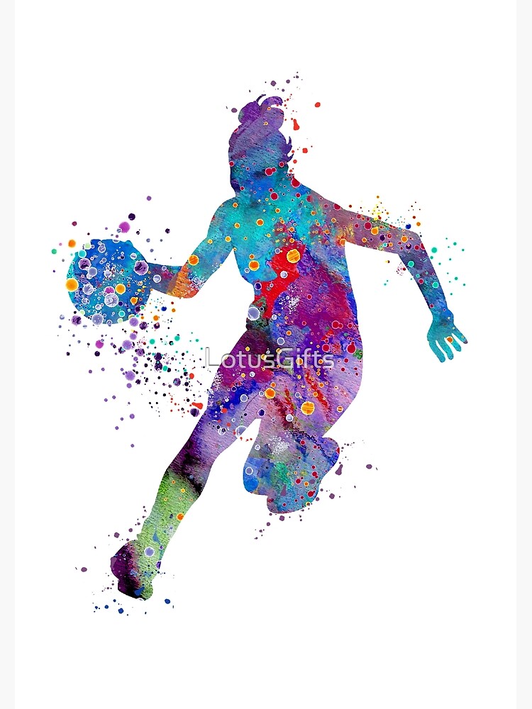 "Girl Basketball Watercolor Painting Art Print Gifts" Canvas Print for ...