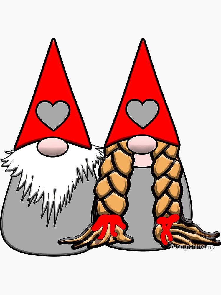 "Cute Nordic Gnomes Red Grey Hat Tomte Couple Scandinavian Nisse ...