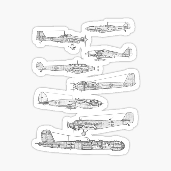 "German Aircraft of World War II" Sticker for Sale by wu-wei | Redbubble