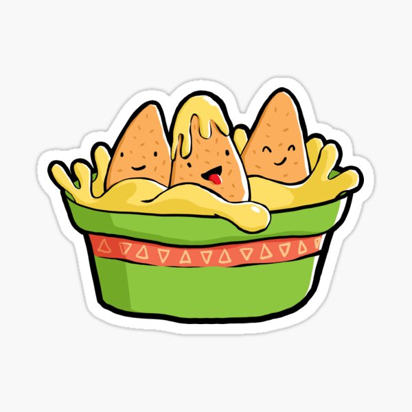 "Cute Kawaii Queso Bowl with Happy Nachos" Sticker for Sale by ...