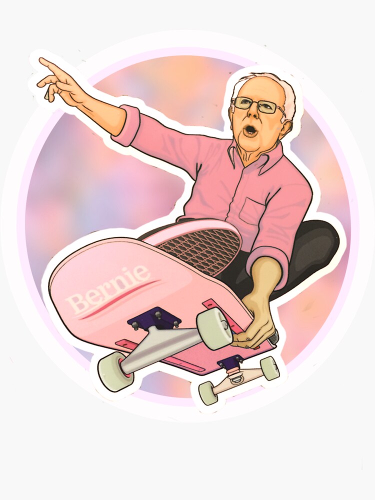 "Bernie Pink Skateboard" Sticker by ENILORACY | Redbubble