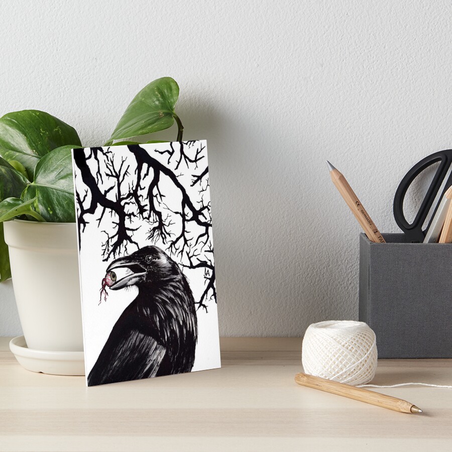 "Crow eating eyeball" Art Board Print by idcifyoulook | Redbubble