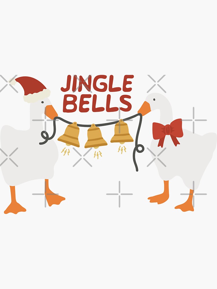 "Christmas Untitled Goose Game Illustration JINGLE BELLS Bow Santa Hat ...