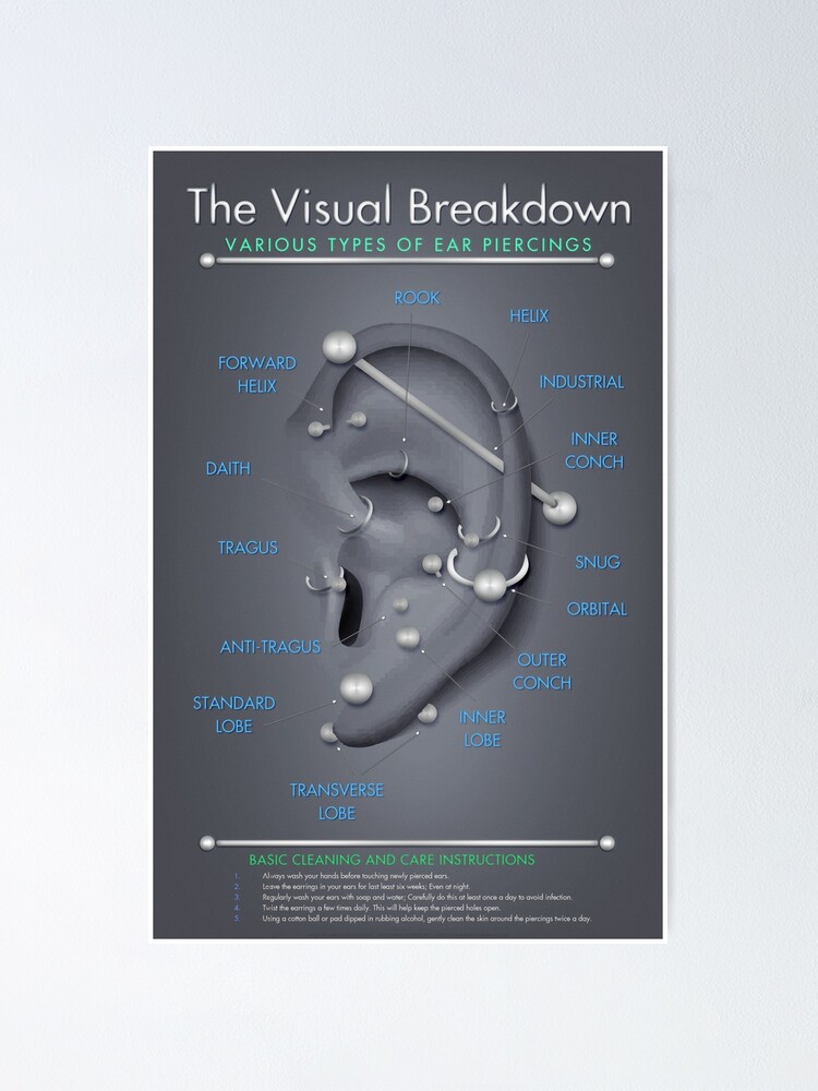"Ear Piercing Infographic Chart" Poster for Sale by Jarrod Vandenberg ...