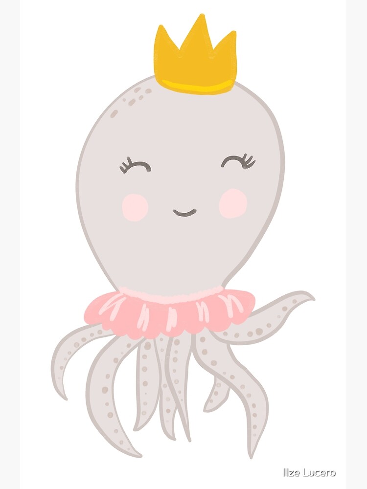 "Adorable octopus princess with crown and tutu" Framed Art Print for ...