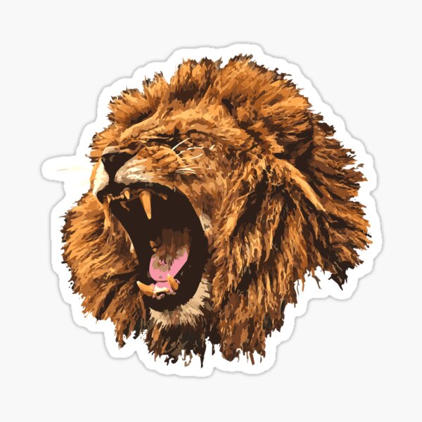 "Roaring lion" Sticker for Sale by Pineapple-Tree | Redbubble