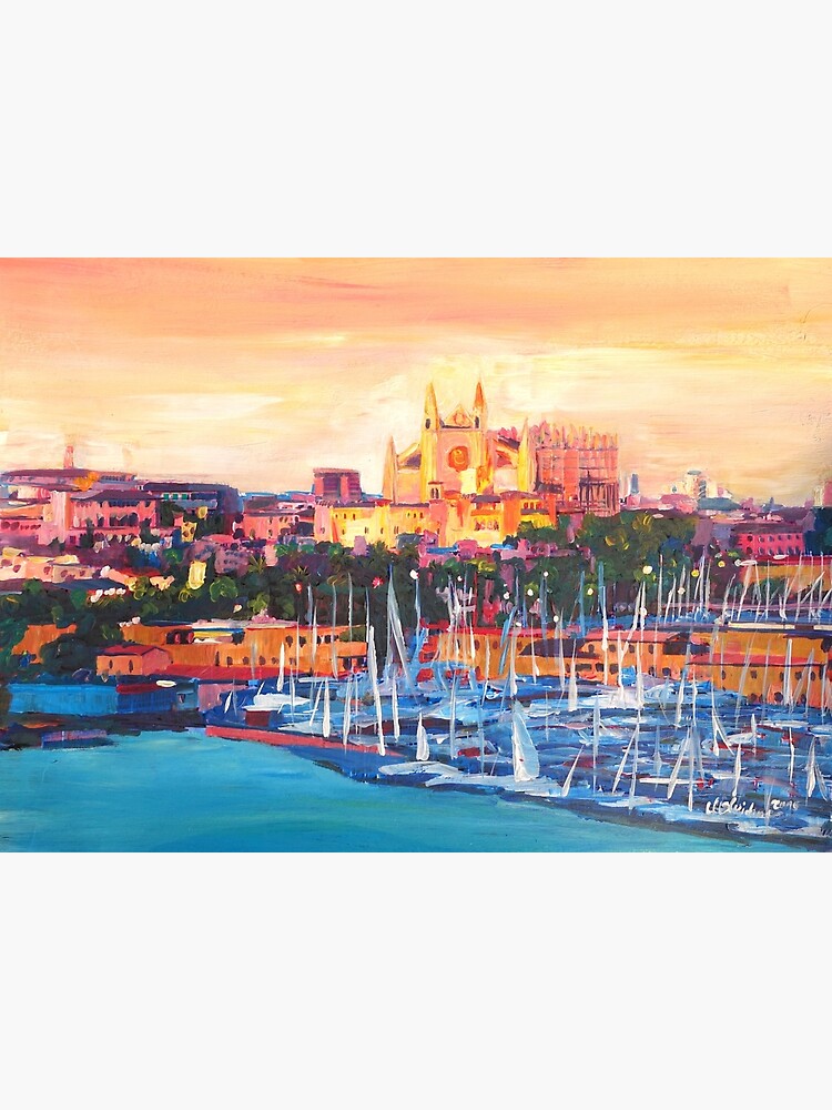 "Spain Balearic Island Palma De Majorca With Harbour And Cathedral" Art ...