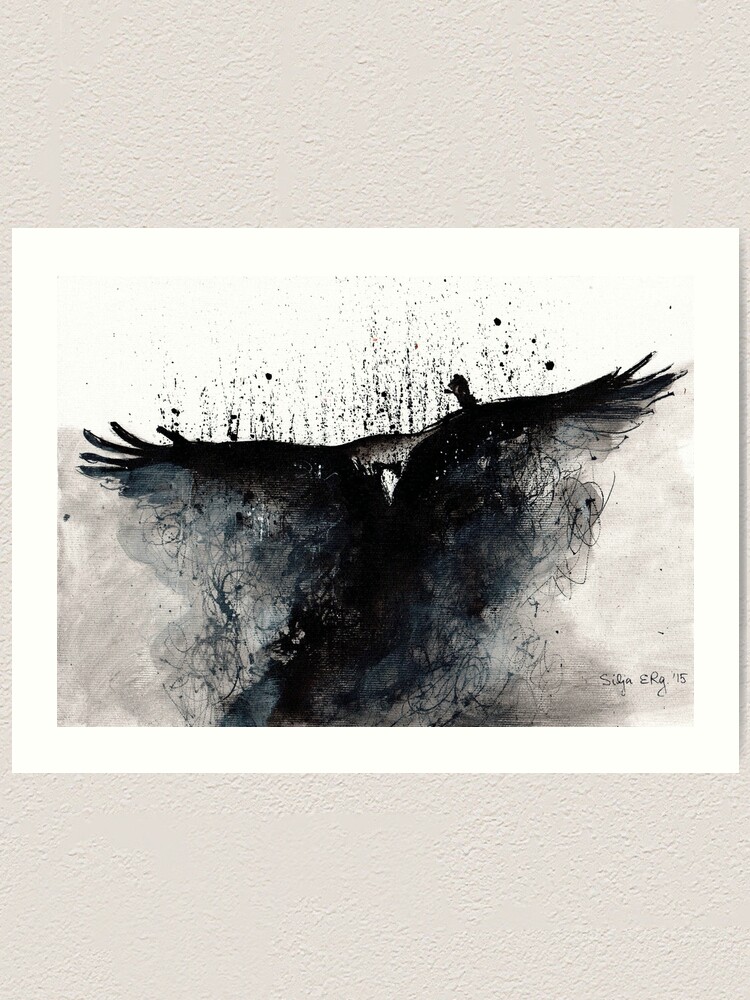 "Abstract raven flying" Art Print by siljaerg | Redbubble