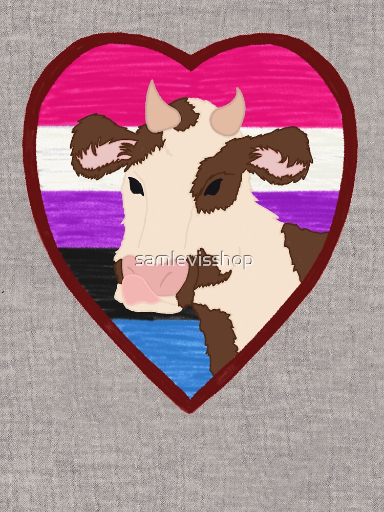 "Genderfluid Pride Cow in a Heart" Lightweight Hoodie for Sale by ...