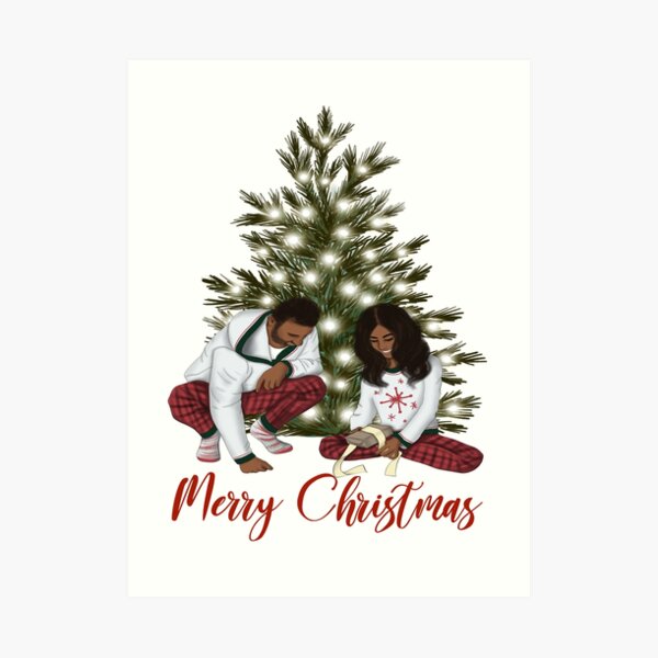 "African American Family Christmas Scene" Art Print for Sale by ...