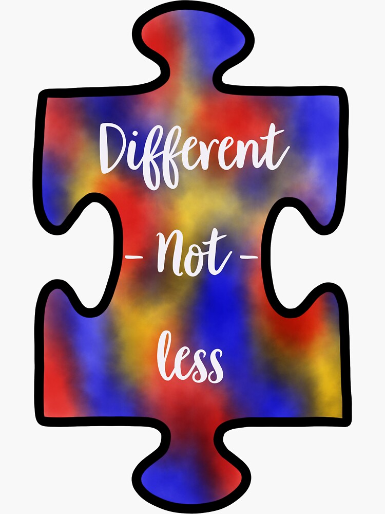 "Different, not less" Sticker for Sale by artfigit | Redbubble