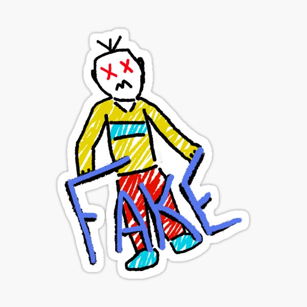 "FAKE Stick man sticker" Sticker for Sale by FrizbeeEyes | Redbubble