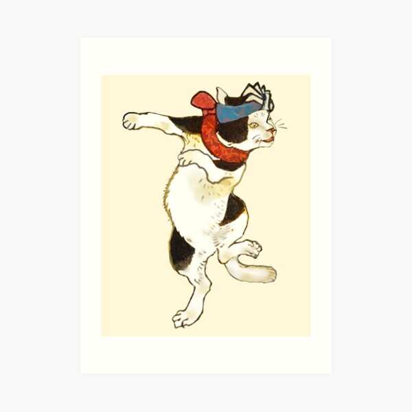 "Vintage Japanese Dancing Cat Ukiyo-e Art" Art Print by simpsonvisuals ...