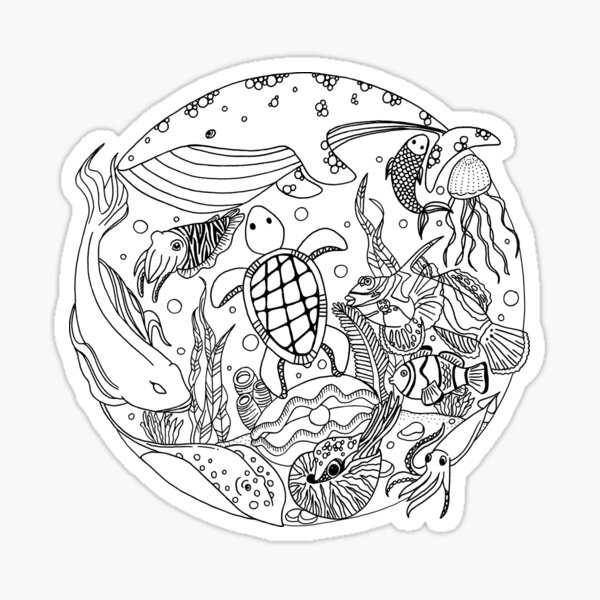 "Ocean to color" Sticker by Azyrielle | Redbubble
