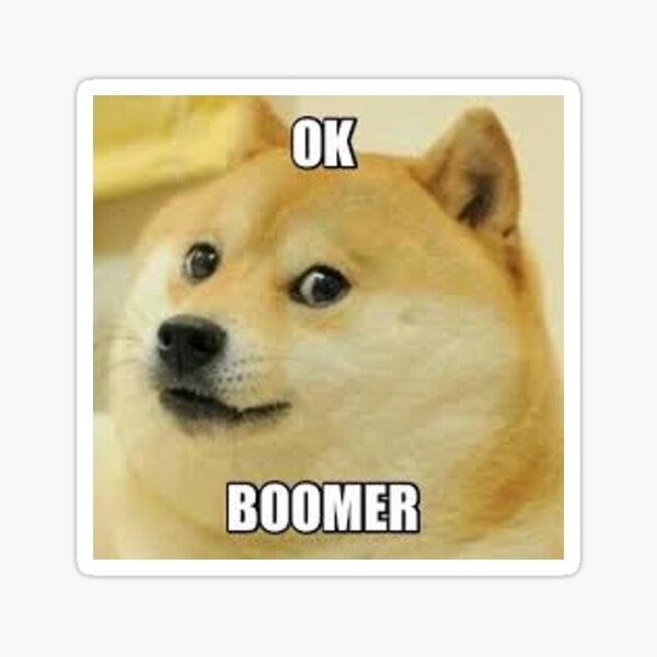 "OK BOOMER DOGE" Sticker for Sale by SamHillier | Redbubble
