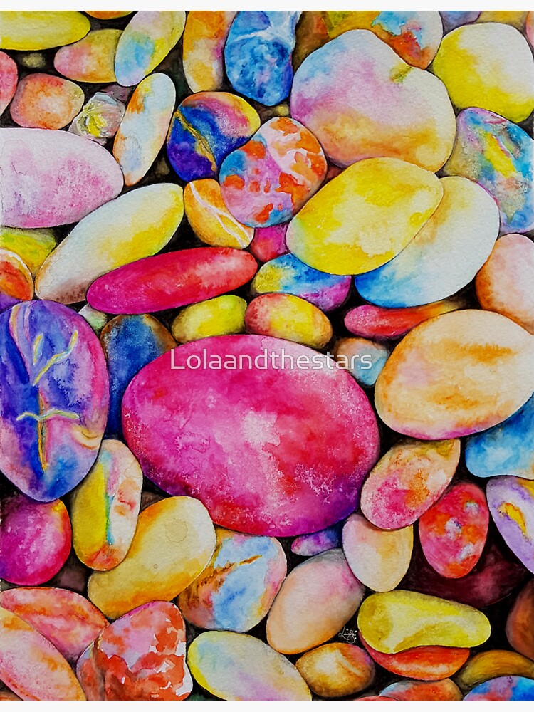"Watercolour Pebbles, colourful stone beach art" Sticker for Sale by ...