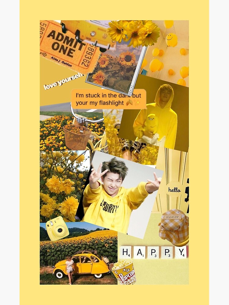 "Vintage Yellow Aesthetic of RM of BTS" Art Print for Sale by k813 ...