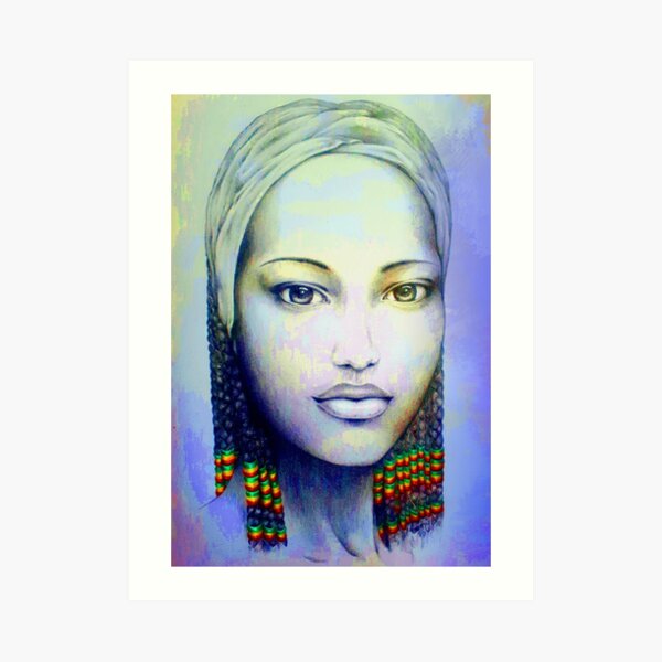 "Creole African Girl Portrait Hand Drawing " Art Print for Sale by ...