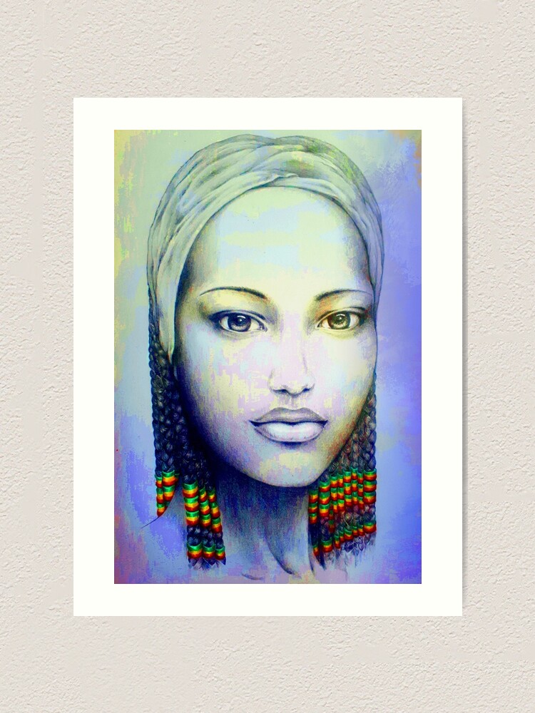 "Creole African Girl Portrait Hand Drawing " Art Print for Sale by ...