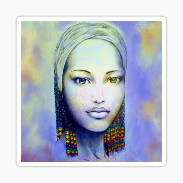 "Creole African Girl Portrait Hand Drawing " Sticker by BluedarkArt ...
