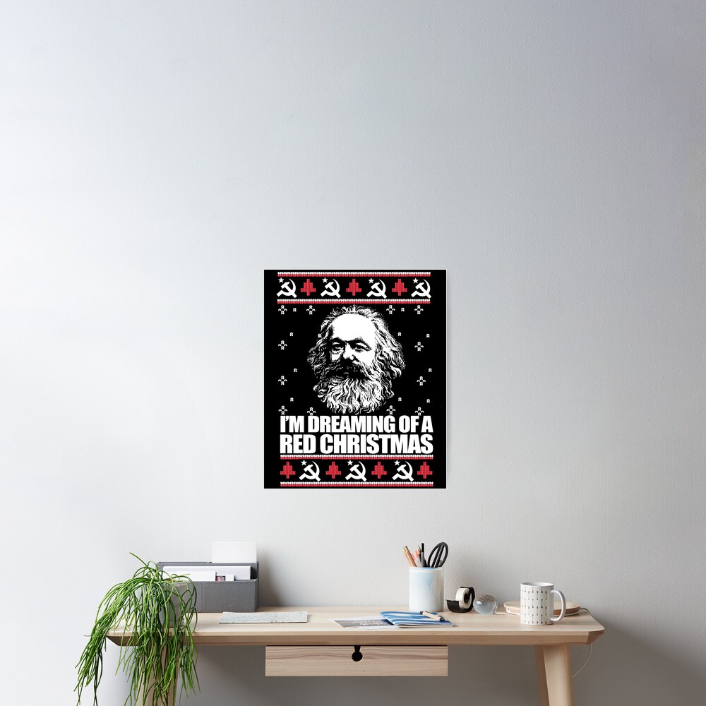 "I'M DREAMING OF A RED CHRISTMAS Ugly Xmas Sweater Karl Marx Funny ...