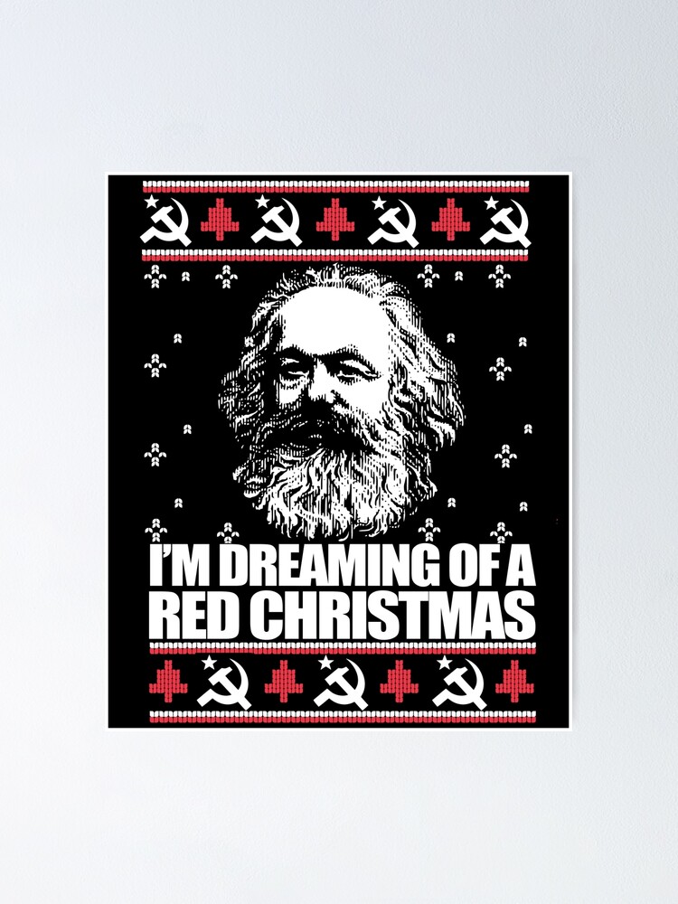 "I'M DREAMING OF A RED CHRISTMAS Ugly Xmas Sweater Karl Marx Funny ...